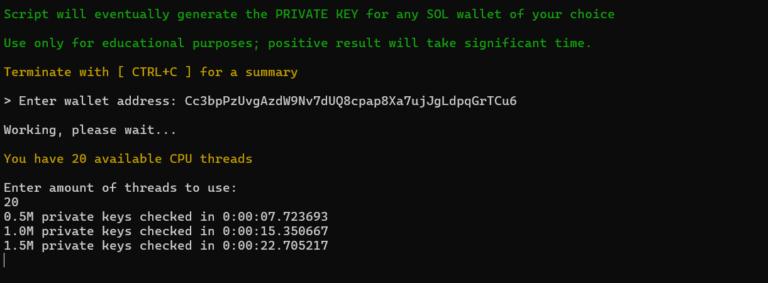 Solana Wallet Private Key Finder – Multiprocessing Edition - Cryptobots.DEV